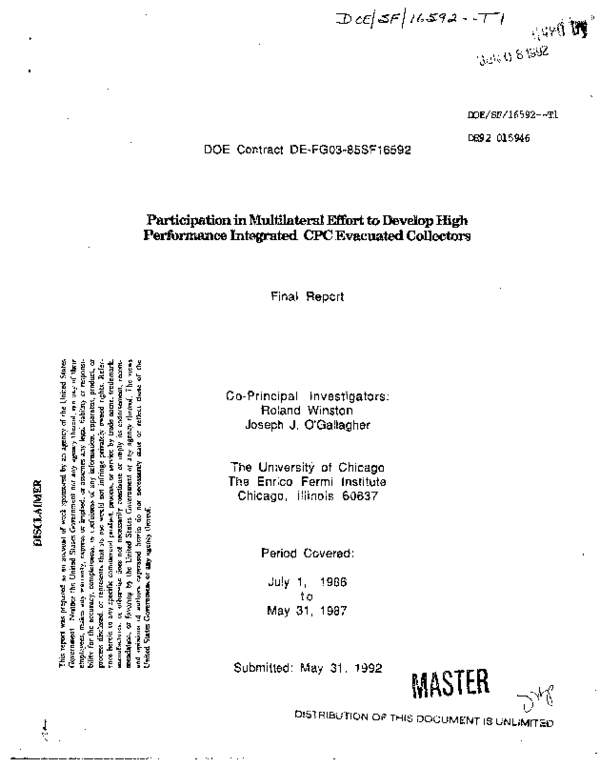 (PDF) Participation in multilateral effort to develop high performance ...