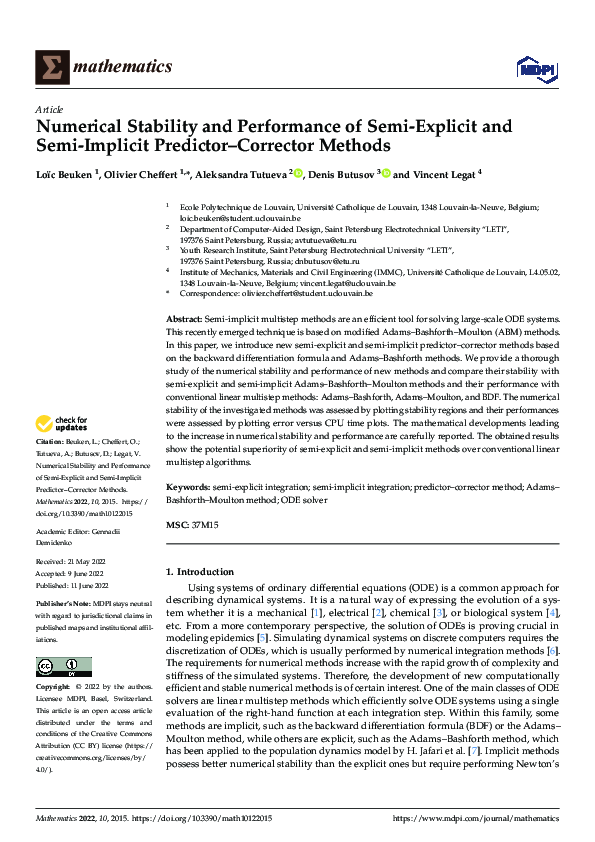 Numerical Stability and Performance of Semi-Explicit and Semi-Implicit Predictor–Corrector Methods