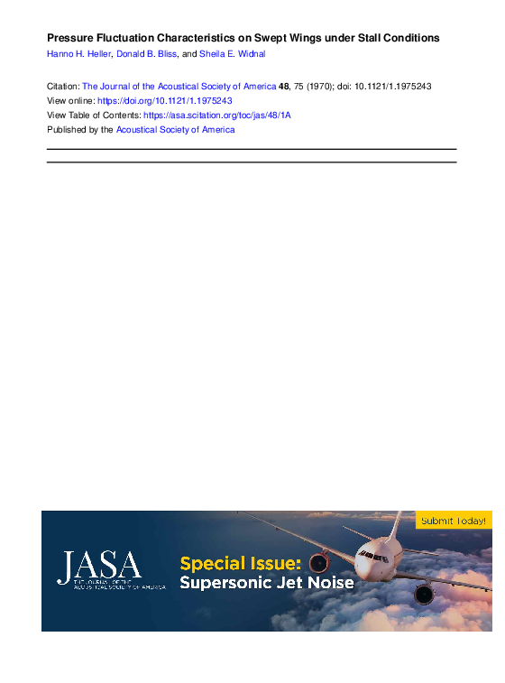(PDF) Pressure Fluctuation Characteristics on Swept Wings under Stall ...