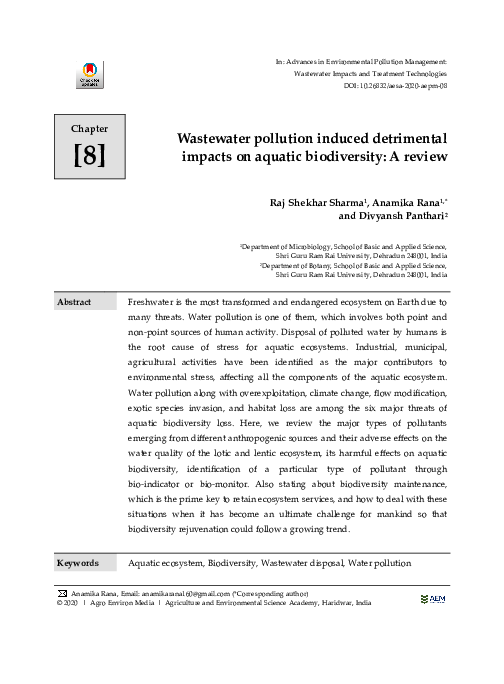 (PDF) Wastewater pollution induced detrimental impacts on aquatic ...
