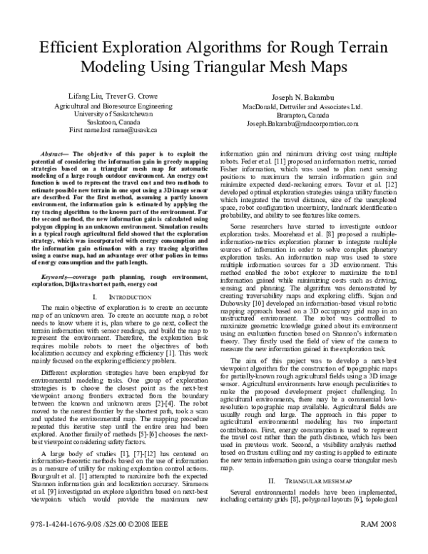 (PDF) Efficient Exploration Algorithms for Rough Terrain Modeling Using ...