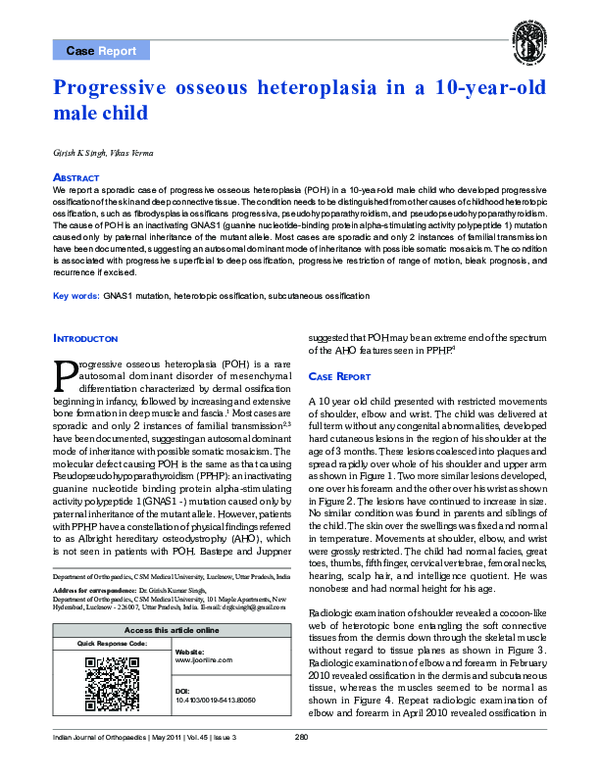 (PDF) Progressive osseous heteroplasia in a 10-year-old male child