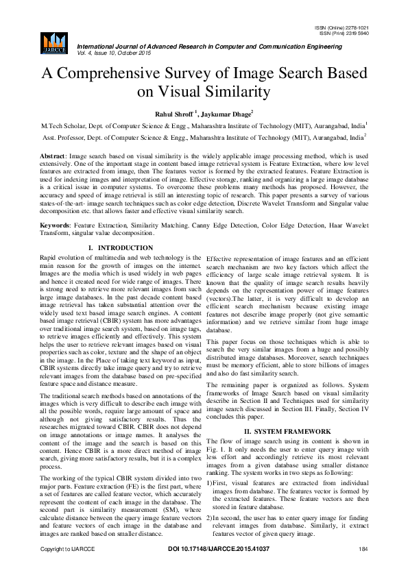 Pdf A Comprehensive Survey Of Image Search Based On Visual Similarity