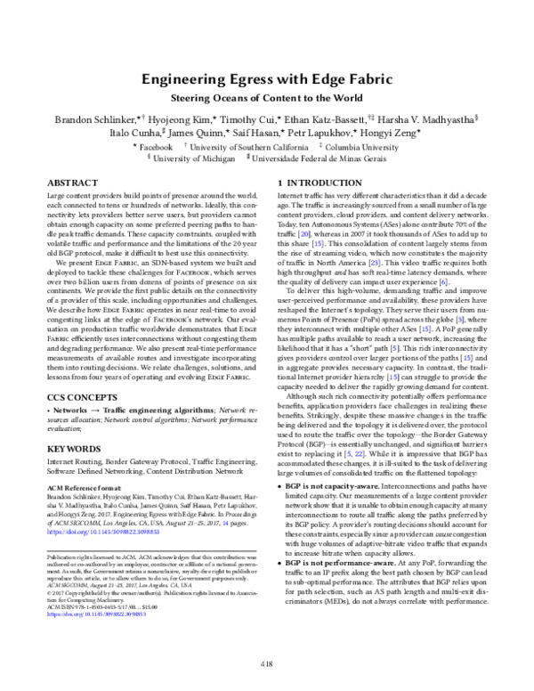 (PDF) Engineering Egress with Edge Fabric