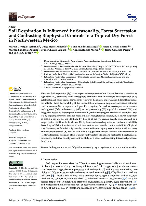 (PDF) Soil Respiration Is Influenced by Seasonality, Forest Succession ...
