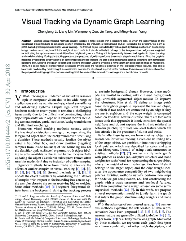 (PDF) Visual Tracking via Dynamic Graph Learning (PDF) Visual Tracking via Dynamic Graph Learning