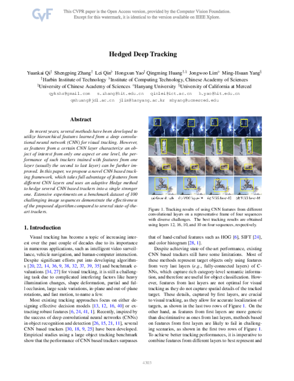 (PDF) Hedged Deep Tracking