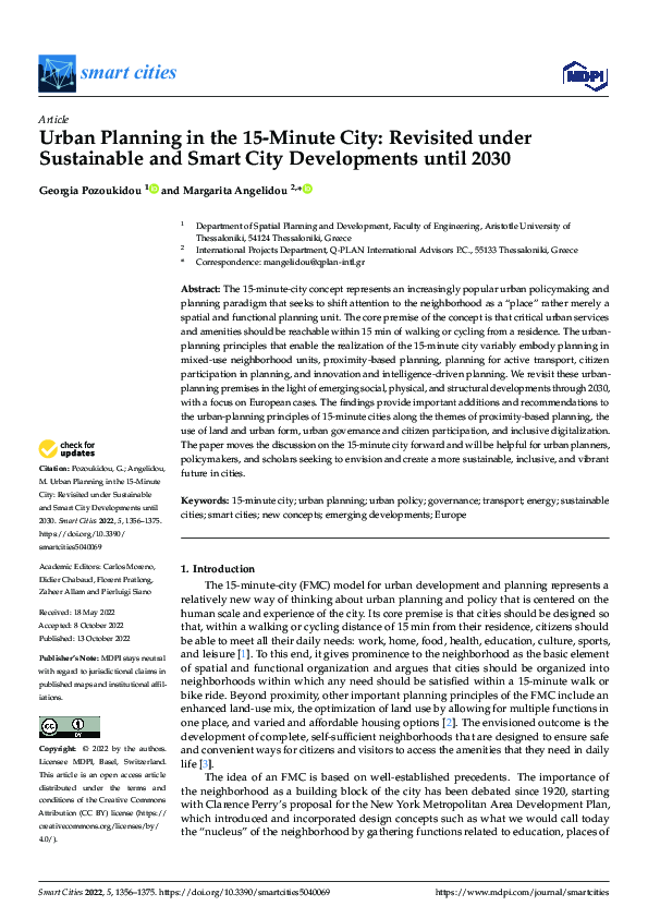 (PDF) Urban Planning in the 15-Minute City: Revisited under Sustainable ...