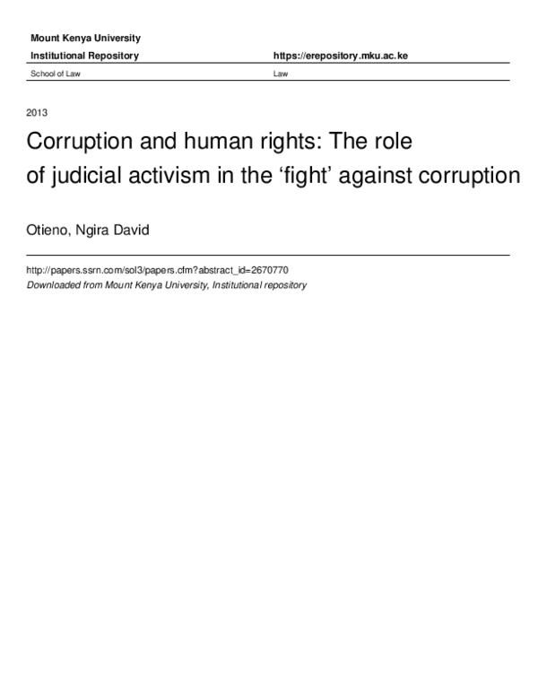(PDF) Corruption and Human Rights: The Role of Judicial Activism in the ...