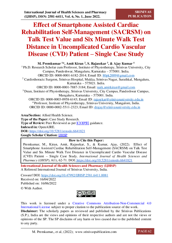 (PDF) Effect of Smartphone Assisted Cardiac Rehabilitation Self ...