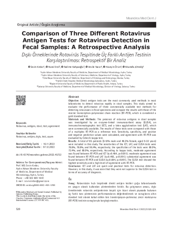 (PDF) Comparison of Three Different Rotavirus Antigen Tests for ...