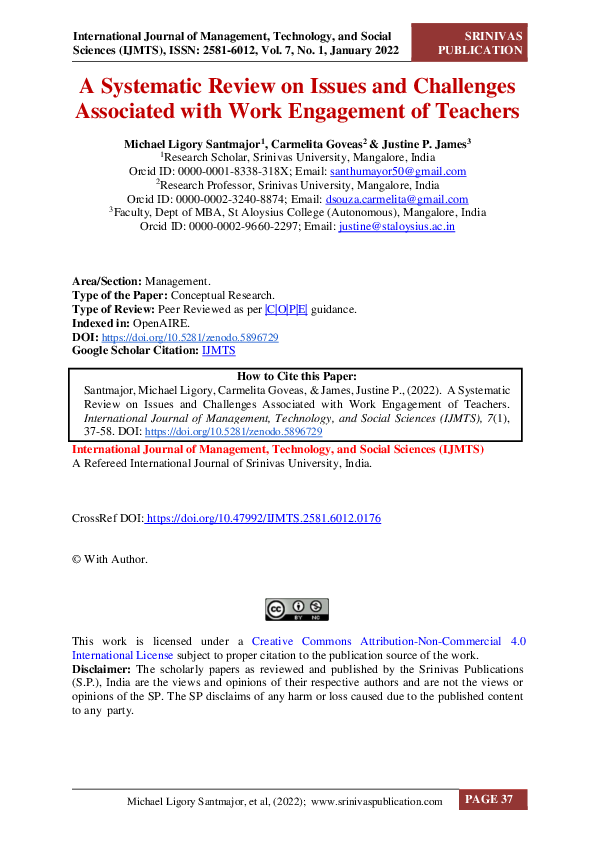 (PDF) A Systematic Review on Issues and Challenges Associated with Work ...