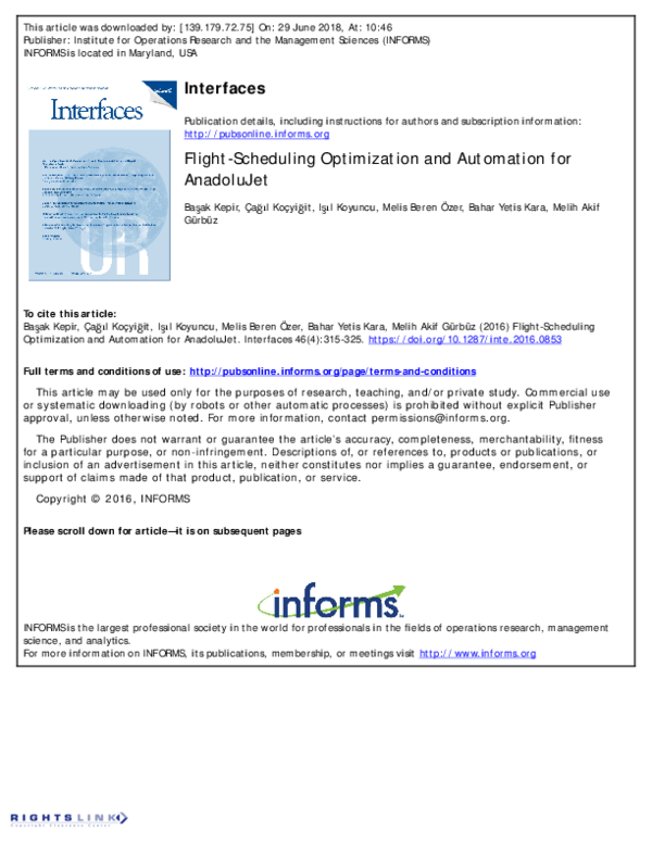 (PDF) Flight-Scheduling Optimization and Automation for AnadoluJet