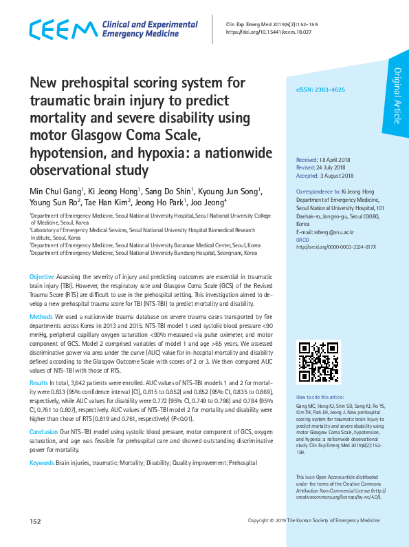 (PDF) New prehospital scoring system for traumatic brain injury to ...