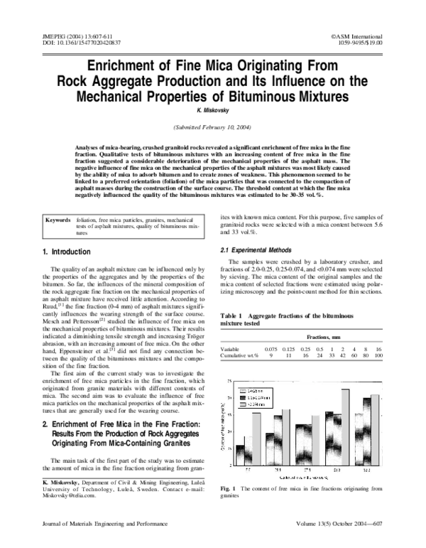 (PDF) Enrichment of Fine Mica Originating From Rock Aggregate ...