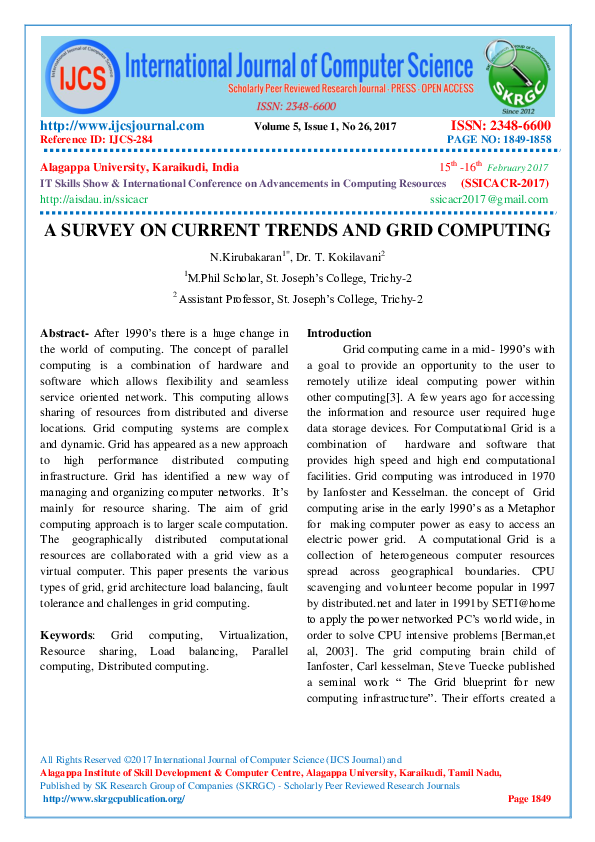 (PDF) A Survey on Current Trends and Grid Computing