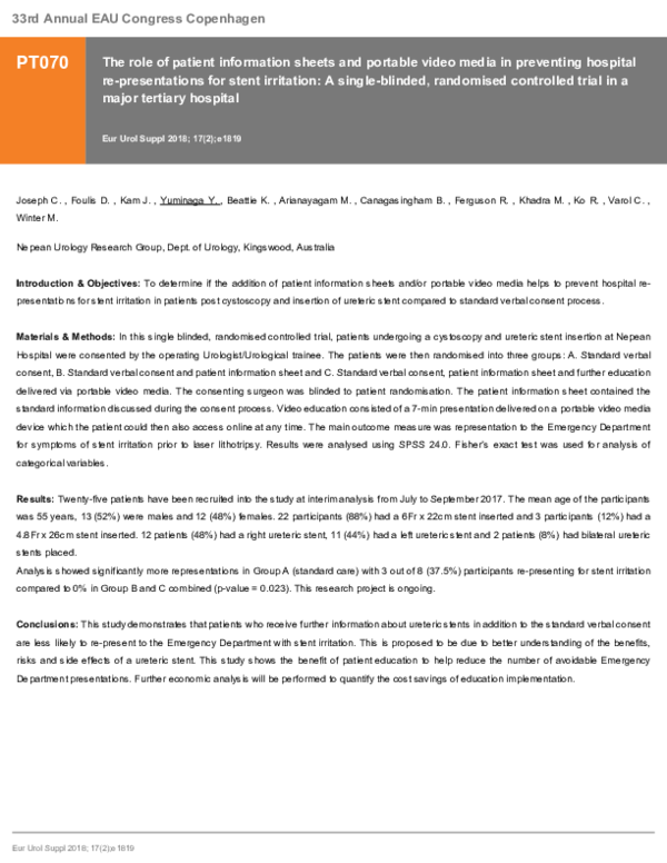(PDF) The role of patient information sheets and portable video media ...