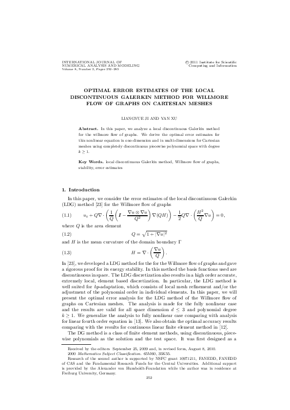 Pdf Optimal Error Estimates Of The Local Discontinuous Galerkin Method For Surface Diffusion