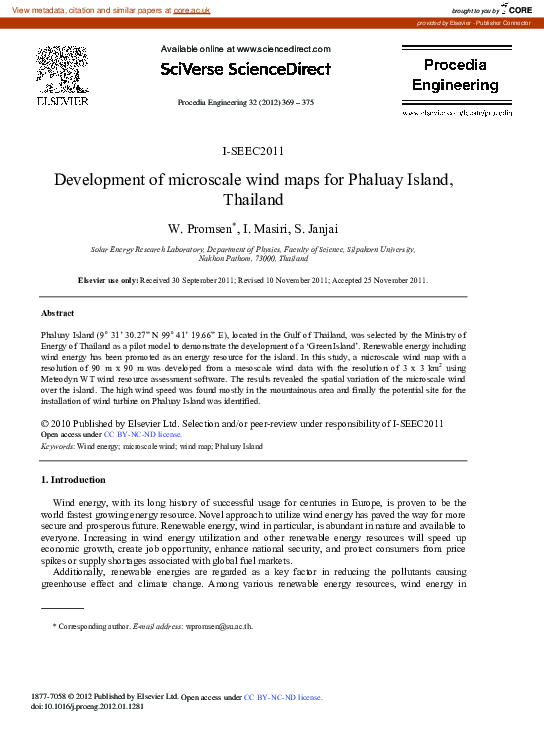 (PDF) Development of microscale wind maps for Phaluay Island, Thailand