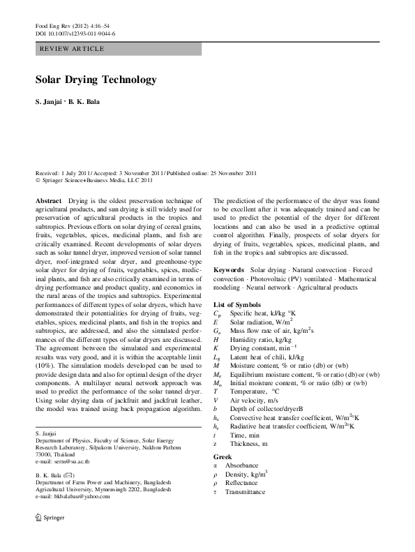 (PDF) Solar Drying Technology