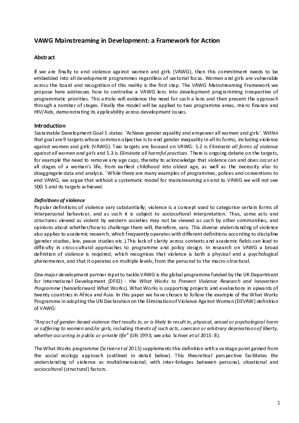 (PDF) VAWG mainstreaming in access to justice programmes: a framework ...