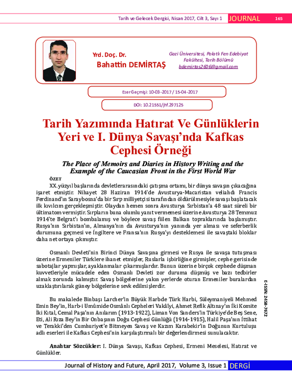 (PDF) The Place of Memoirs and Diaries in History Writing and the ...