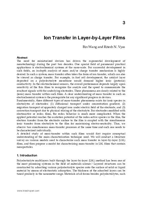 (PDF) Ion Transfer in Layer-by-Layer Films