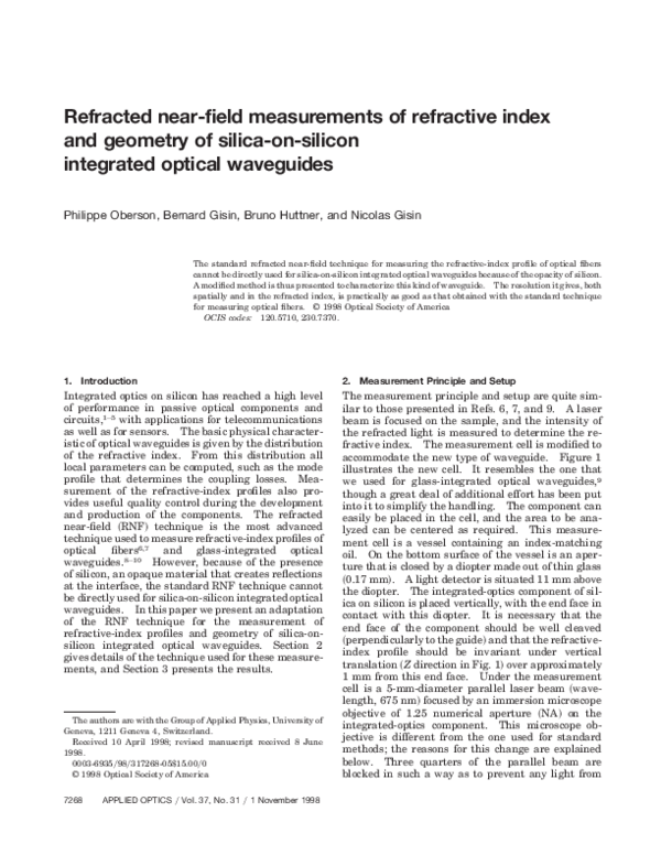 (PDF) Refracted near-field measurements of refractive index and geometry of silica-on-silicon ...
