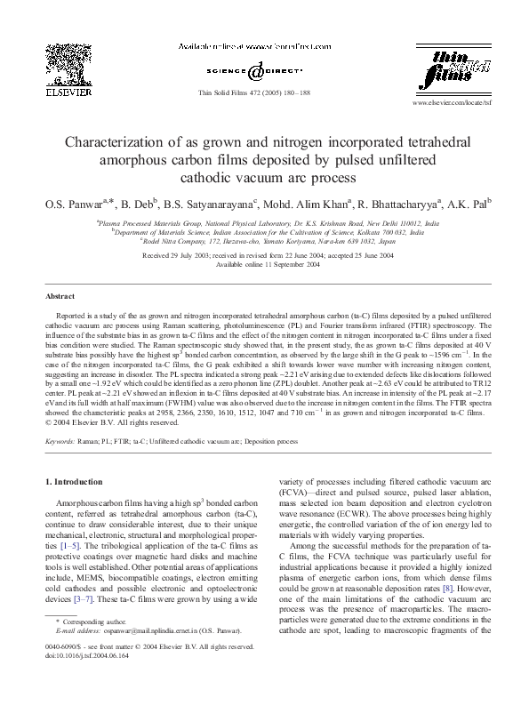 (PDF) Characterization of as grown and nitrogen incorporated ...