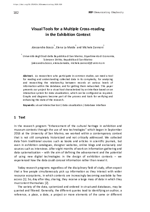 (PDF) Visual Tools for a Multiple Cross-reading in the Exhibition Context