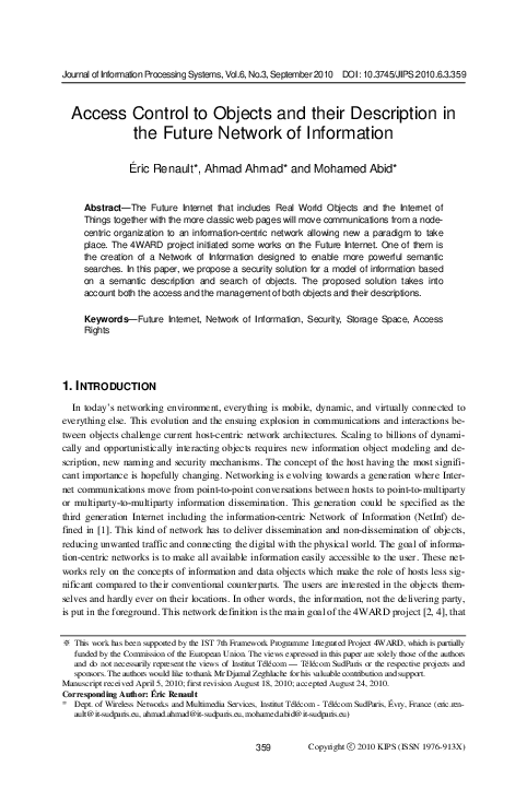 (PDF) Access Control to Objects and their Description in the Future ...