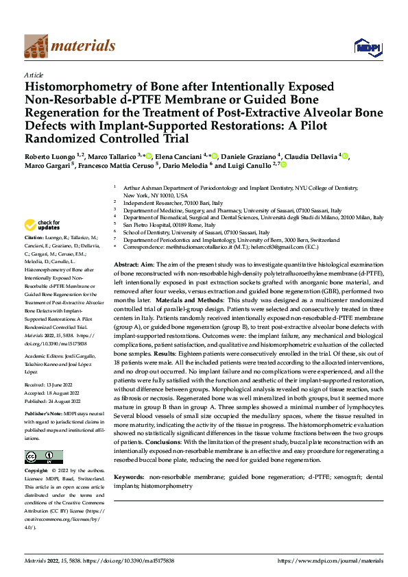 (PDF) Histomorphometry of Bone after Intentionally Exposed Non ...