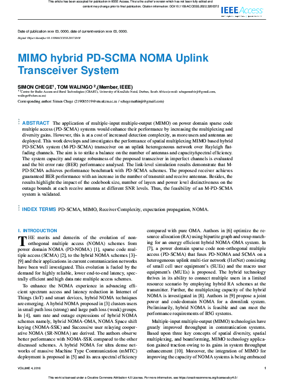 Pdf Mimo Hybrid Pd Scma Noma Uplink Transceiver System 
