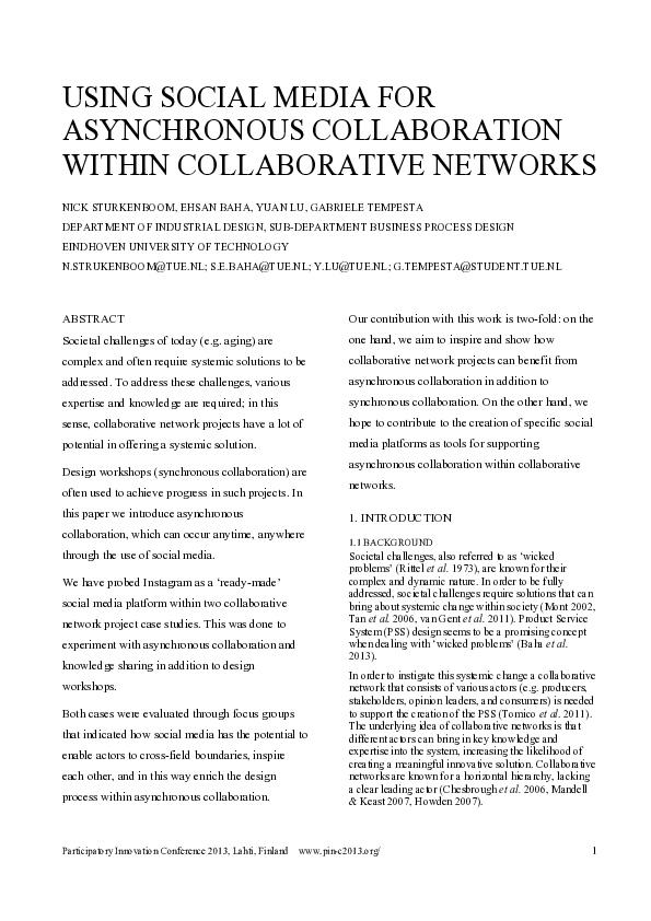 (PDF) Using Social Media for Asynchronous Collaboration within Collaborative Networks