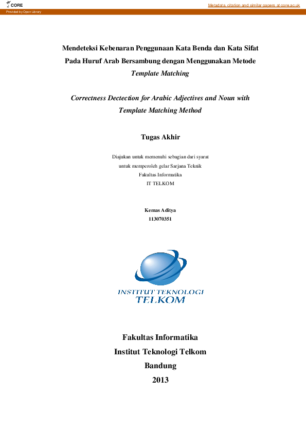 (PDF) Mendeteksi Kebenaran Penggunaan Katra Benda dan Kata Sifat pada Huruf Arab Bersambung ...