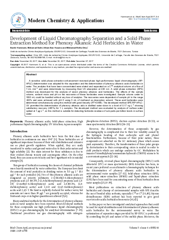 (PDF) Development of Liquid Chromatography Separation and a Solid-Phase Extraction Method for ...