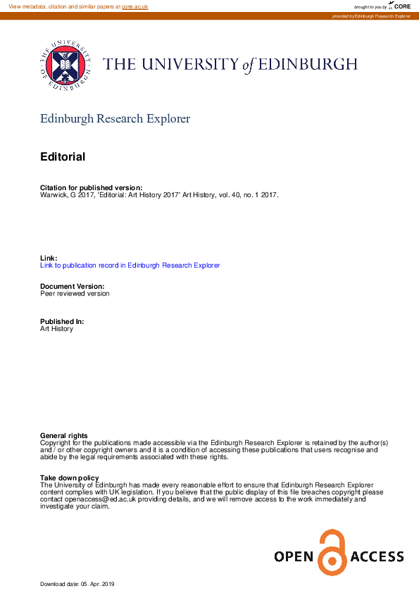 (PDF) Editorial: Art History 2017