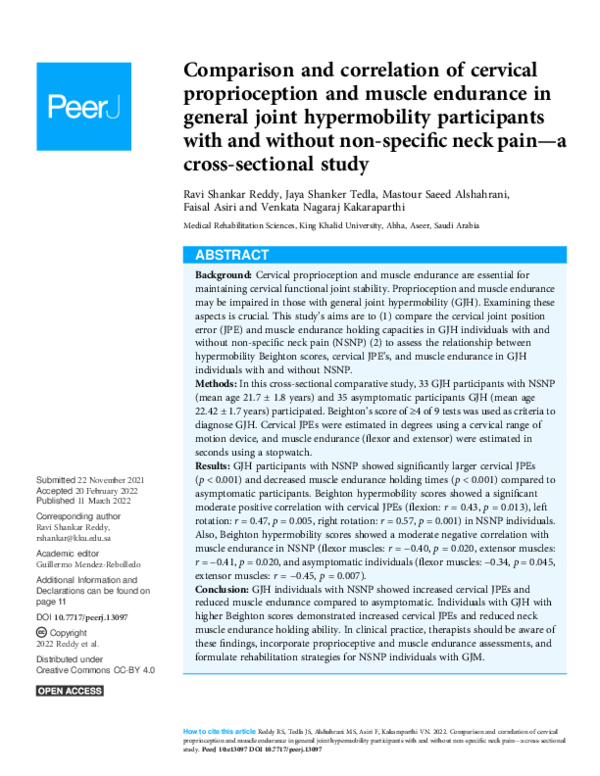 (PDF) Comparison and correlation of cervical proprioception and muscle ...