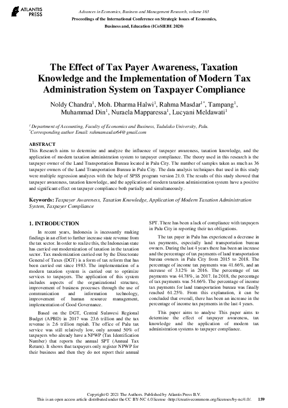 (PDF) The Effect of Tax Payer Awareness, Taxation Knowledge and the ...