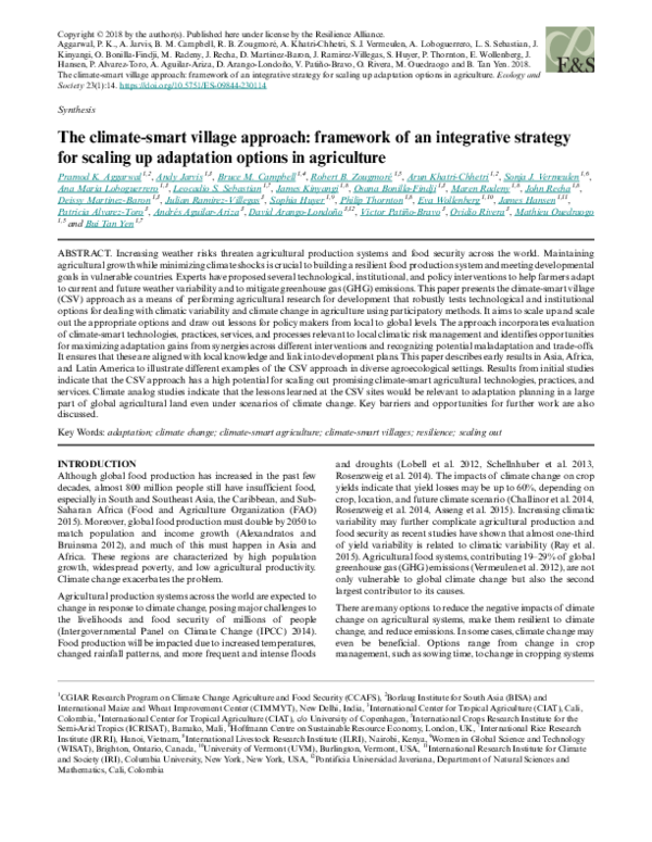 (PDF) The climate-smart village approach: framework of an integrative ...