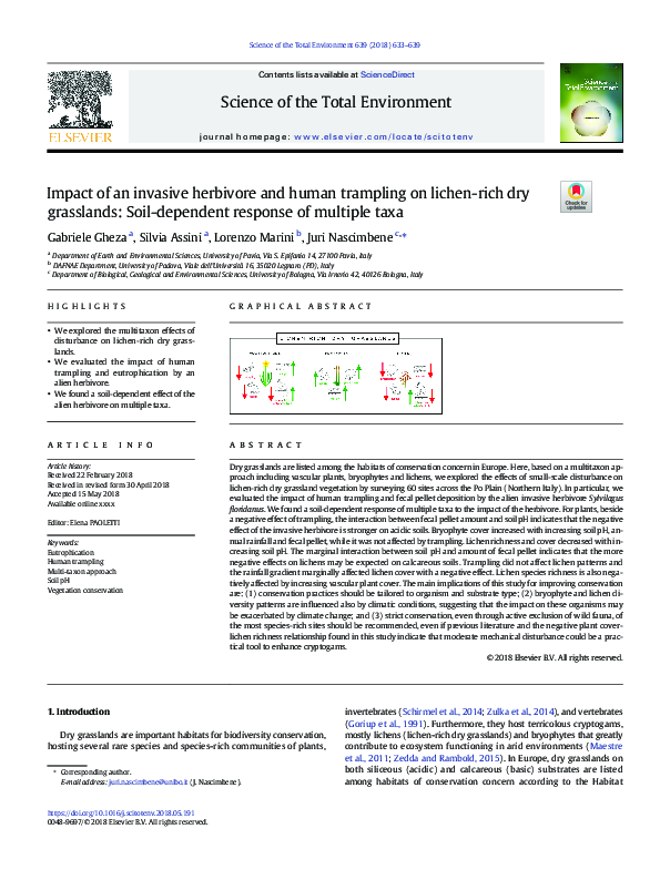 (PDF) Impact of an invasive herbivore and human trampling on lichen ...