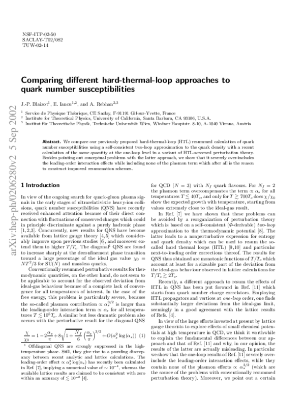 (PDF) Comparing different hard-thermal-loop approaches to quark number susceptibilities | Jean ...