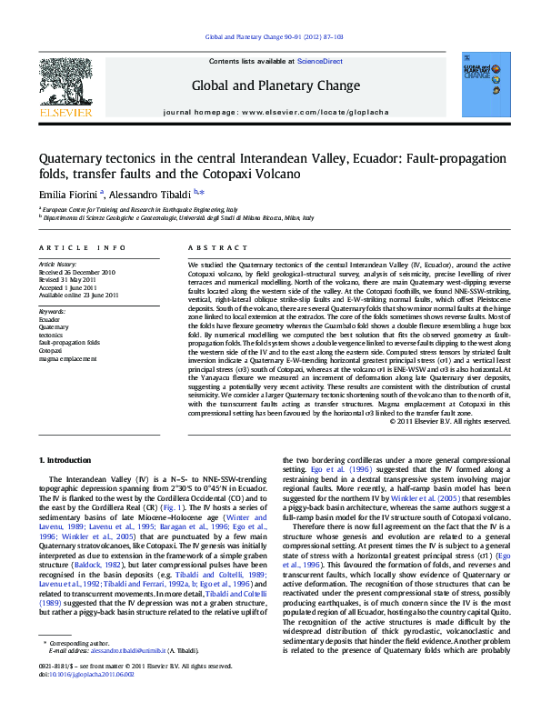 (PDF) Quaternary tectonics in the central Interandean Valley, Ecuador ...