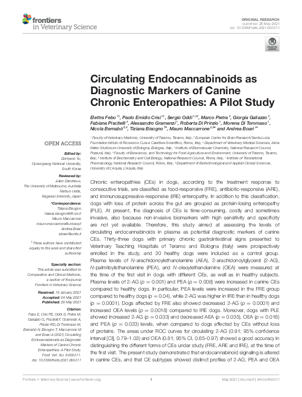(PDF) Circulating Endocannabinoids as Diagnostic Markers of Canine ...