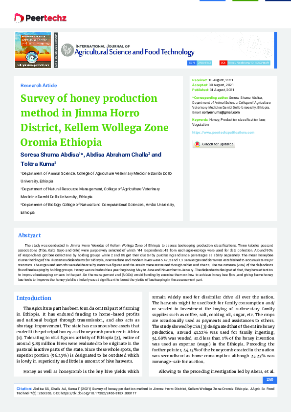 (PDF) Survey of honey production method in Jimma Horro District, Kellem ...
