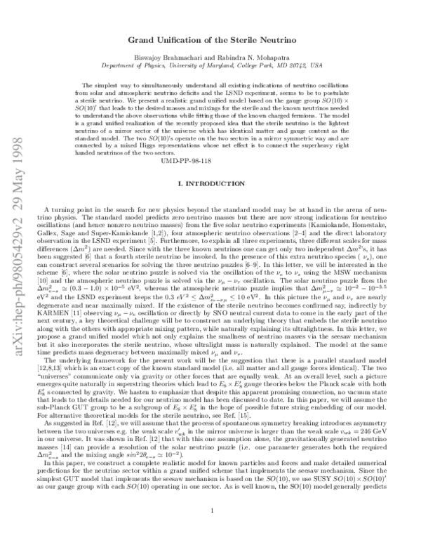 (PDF) Grand unification of the sterile neutrino