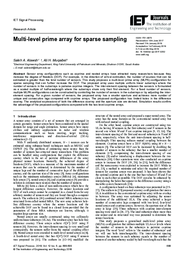 (PDF) Multi‐level prime array for sparse sampling