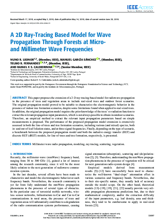 Pdf A 2d Ray Tracing Based Model For Wave Propagation Through Forests At Micro And Millimeter