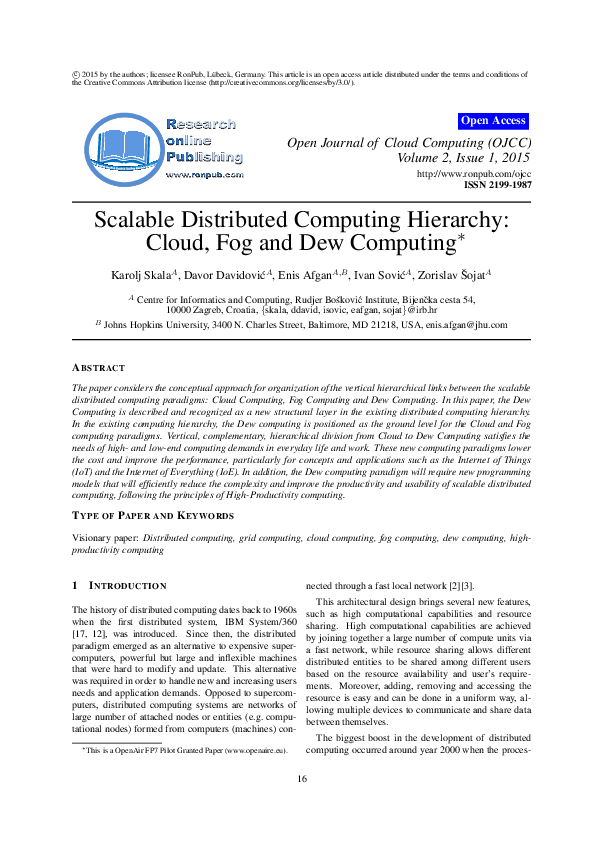 (PDF) Scalable Distributed Computing Hierarchy: Cloud, Fog and Dew Computing