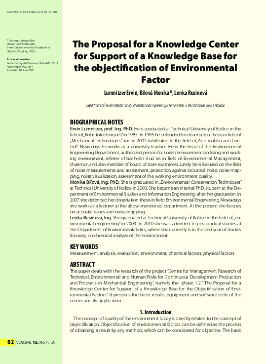 (PDF) The Proposal for a Knowledge Center for Support of a Knowledge Base for the ...